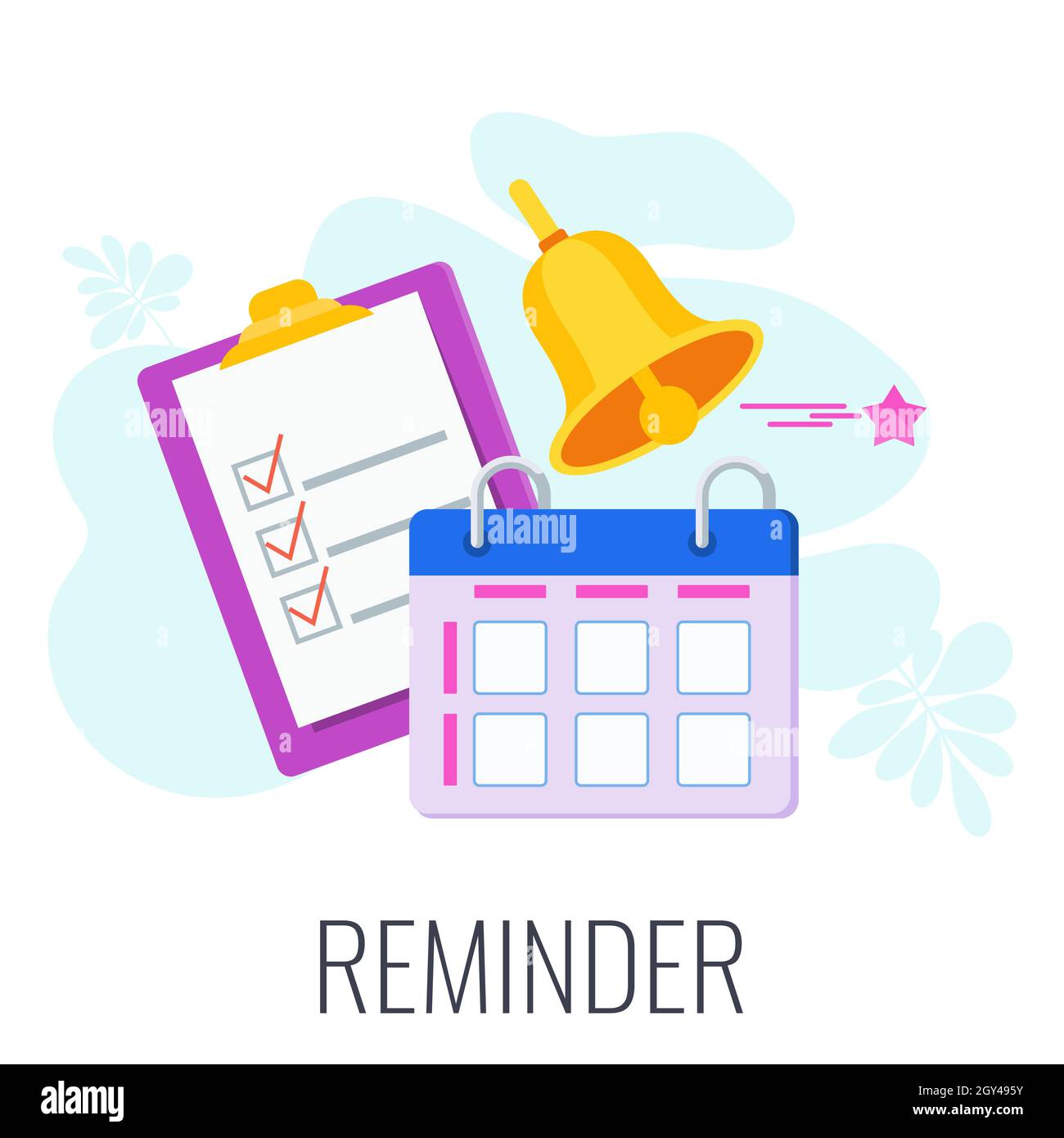Reminder Infographics Icon. Check sheet, calendar and bell Stock Vector ...