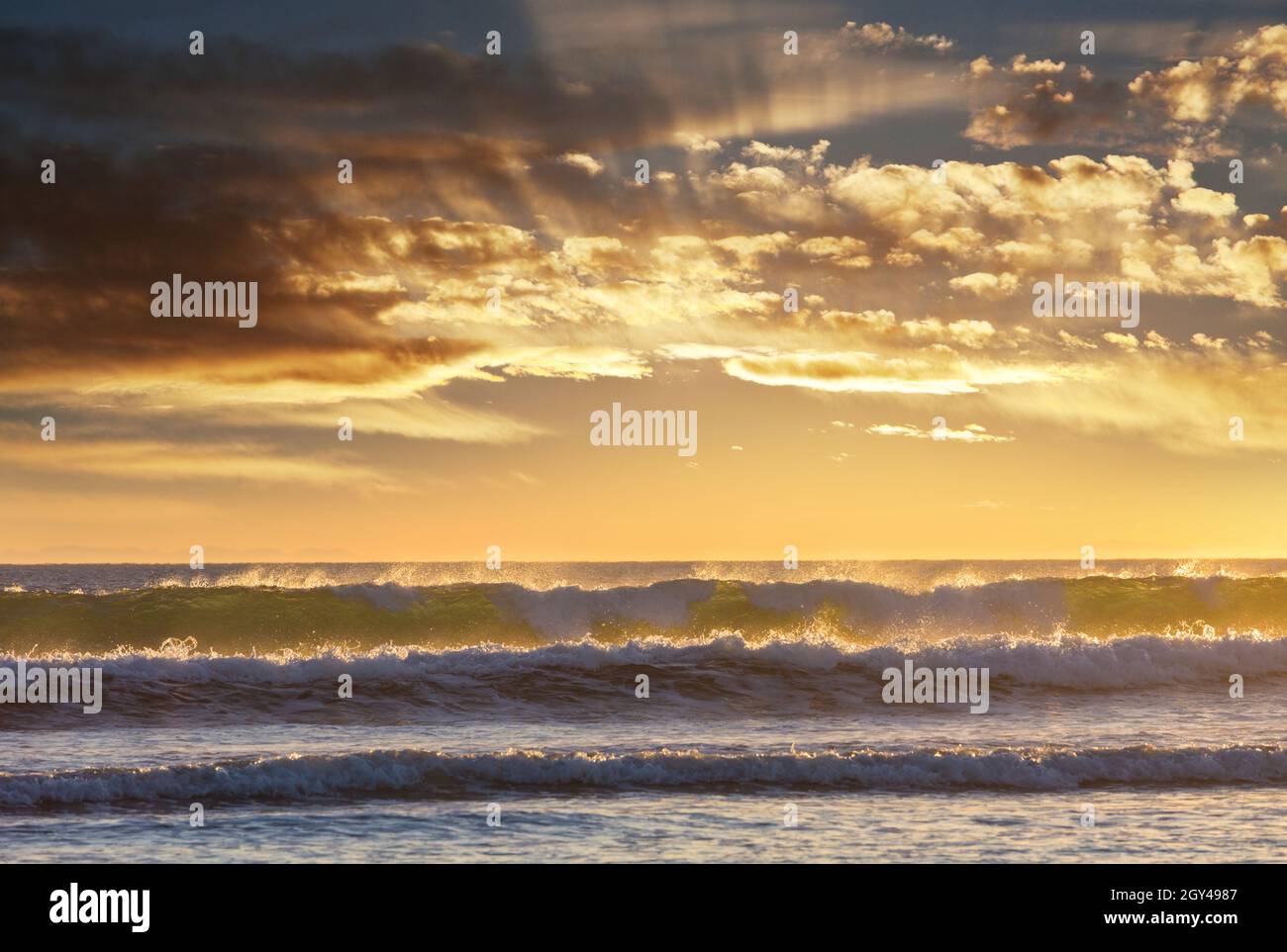 Blue wave on the beach. Dramatic natural background Stock Photo - Alamy
