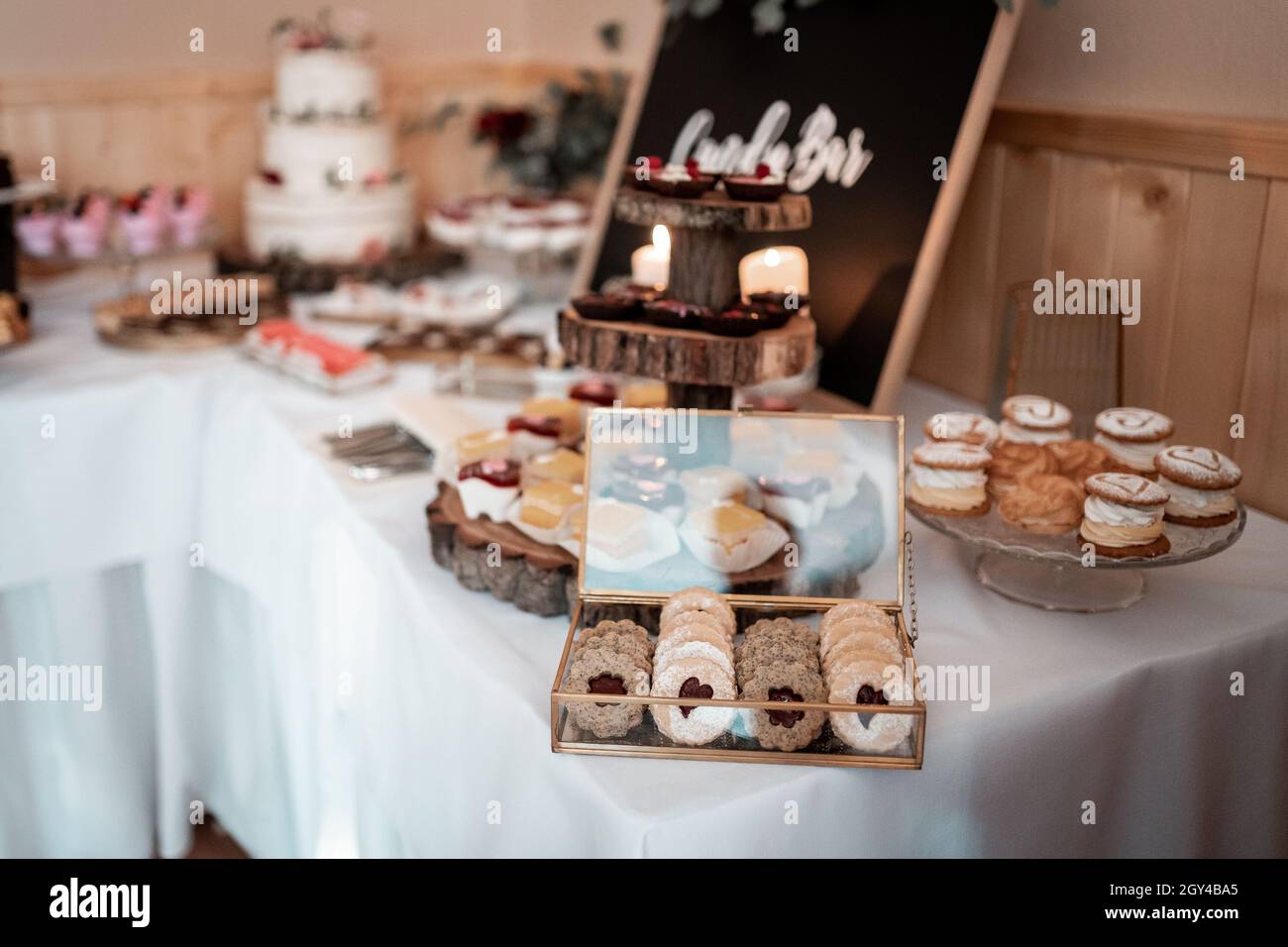 Wedding Candy Bar,Table with sweets and desserts for guests Stock Photo ...