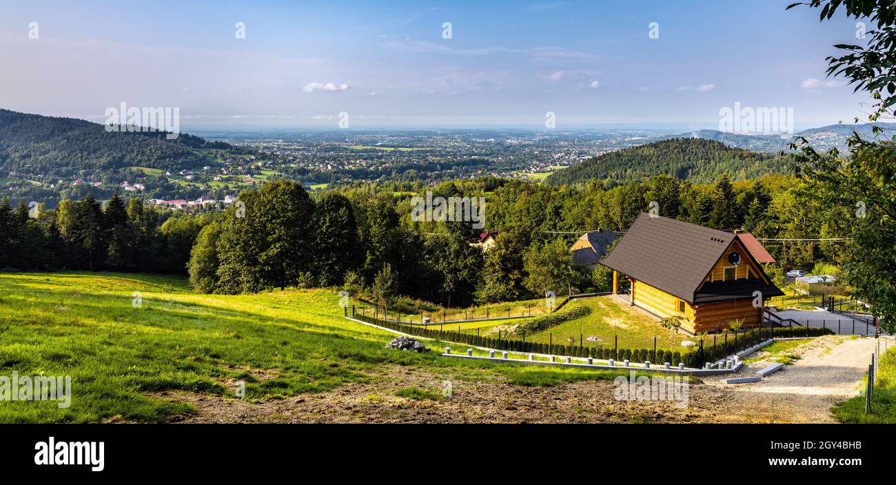 Andrychow, Poland - August 29, 2020: Panoramic view of northern slope ...