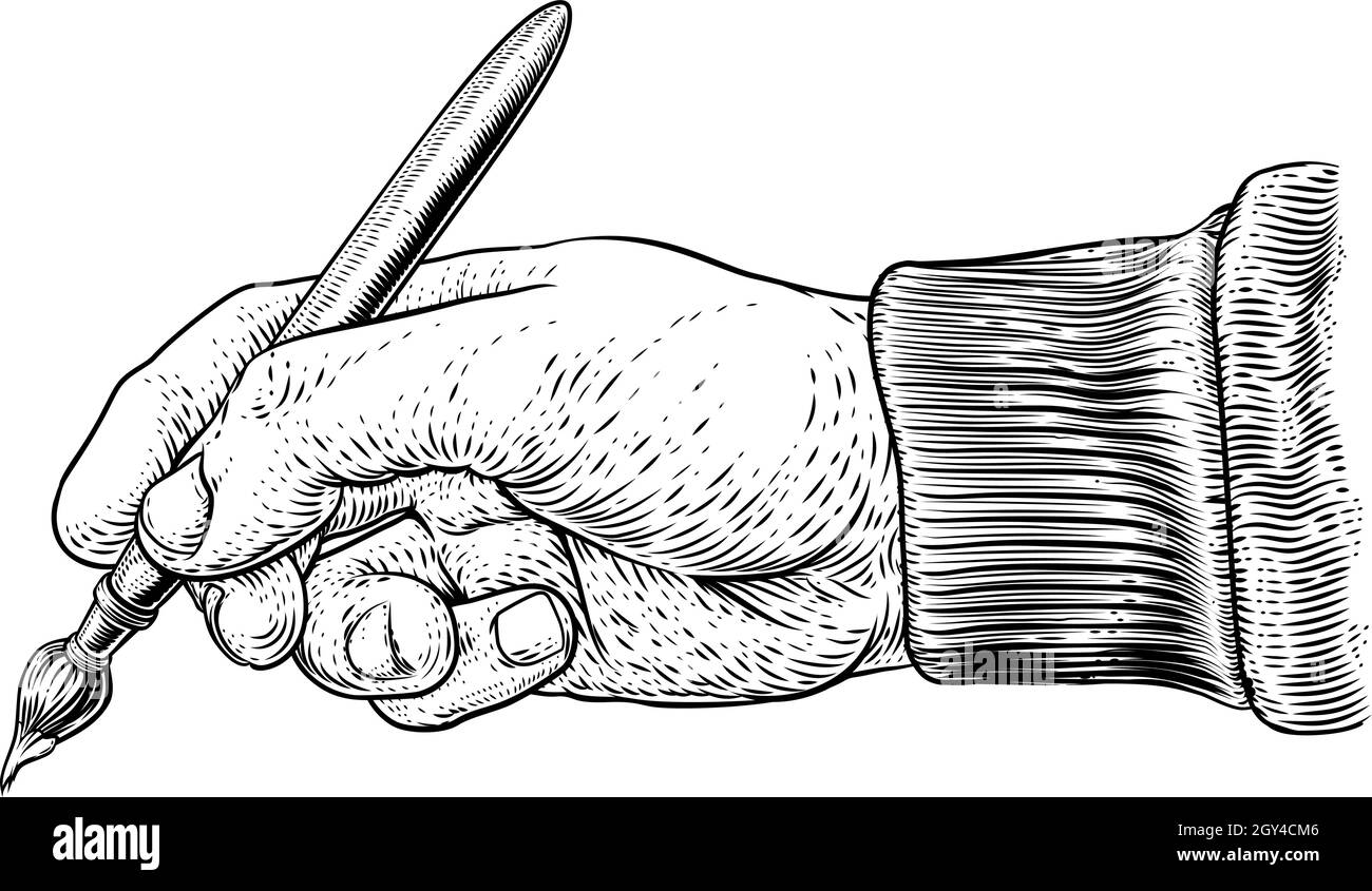 Hands paintbrush painting Black and White Stock Photos & Images - Alamy