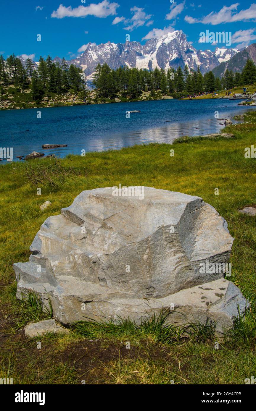 Beautiful lake of Arpy in Val Aoste in Italy Stock Photo - Alamy