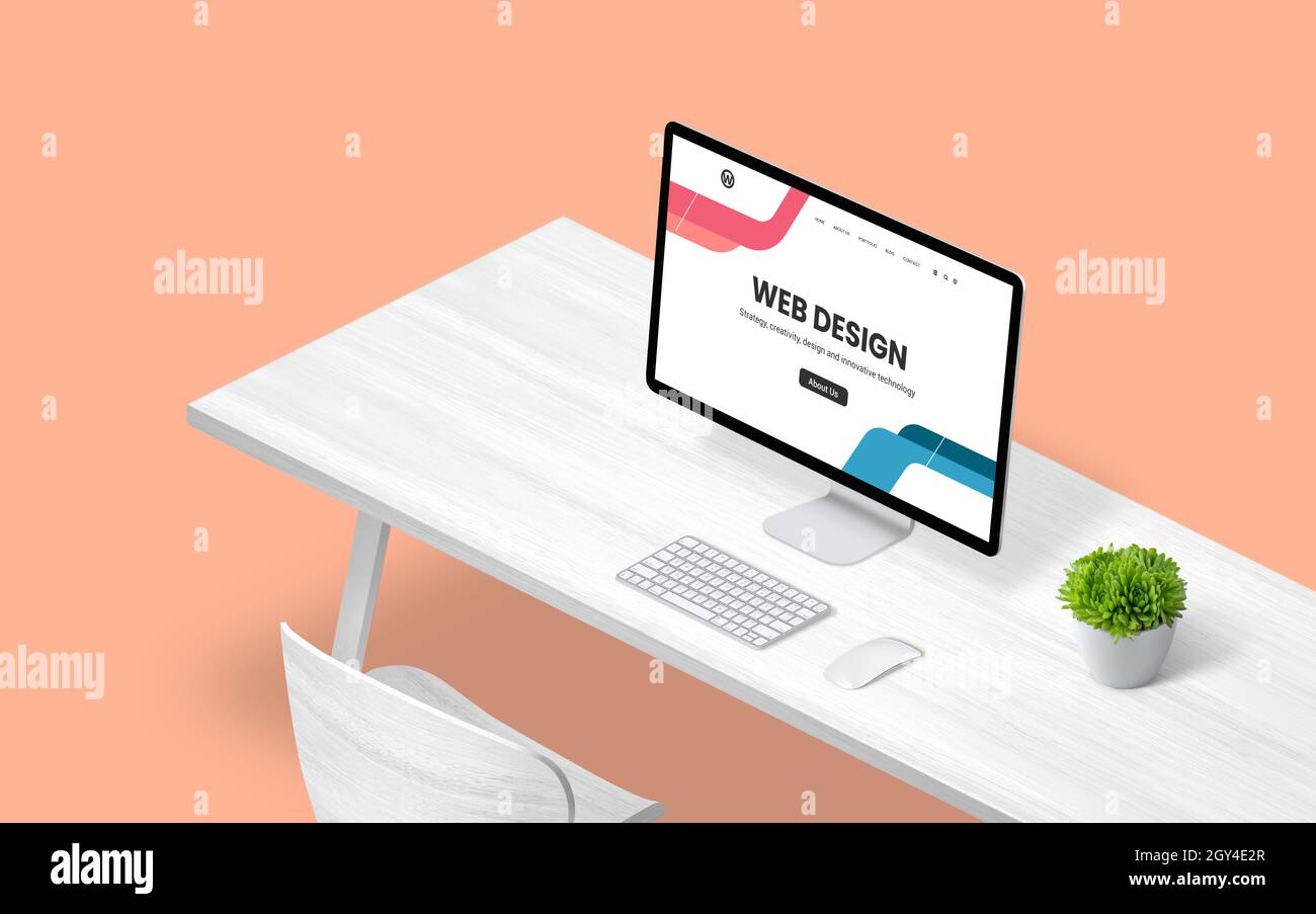 Web design concept page on computer display. Flat designed web page ...