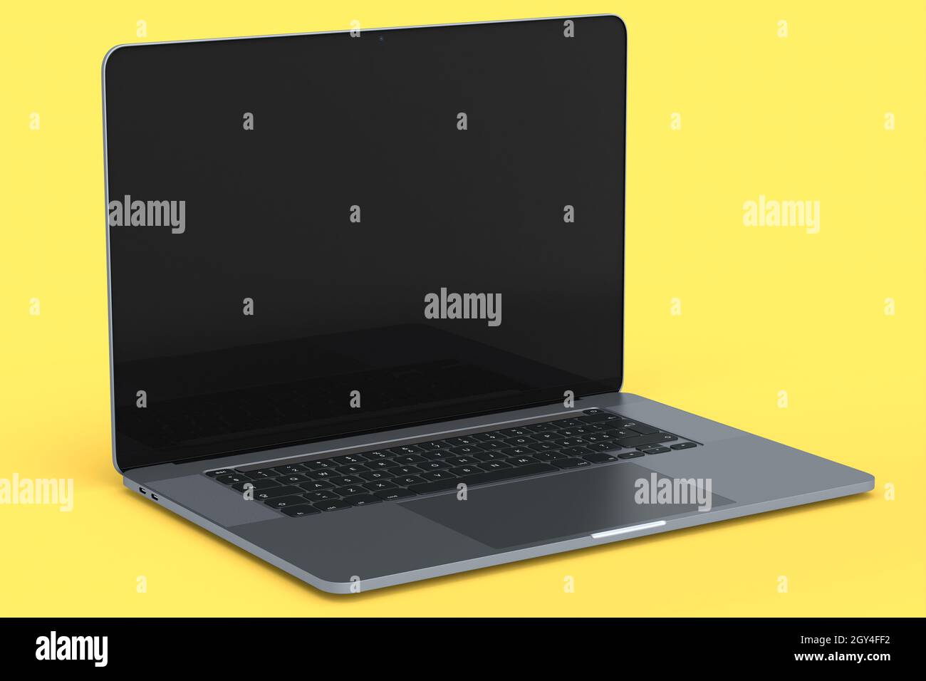 Realistic aluminum laptop with empty white screen display isolated on ...