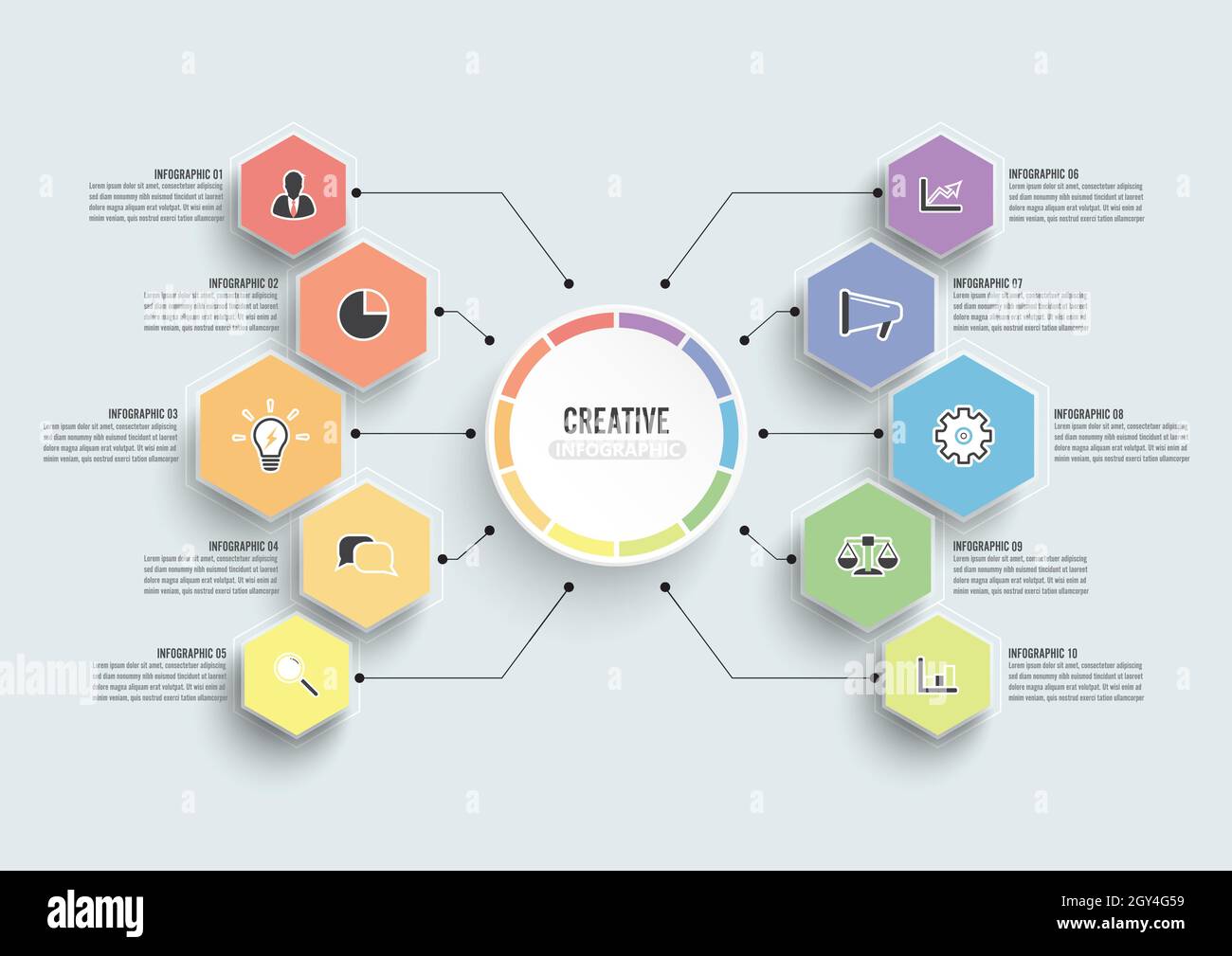 Vector infographic template with 3D paper label, integrated circles ...