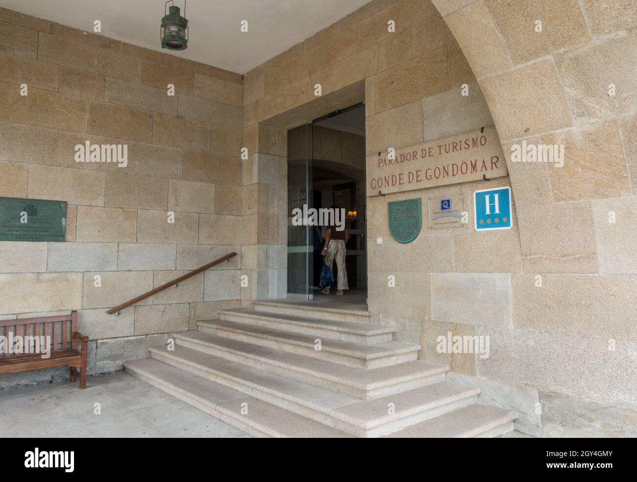 Entrance Luxury Parador hotel of Baiona within the Monterreal Castle ...