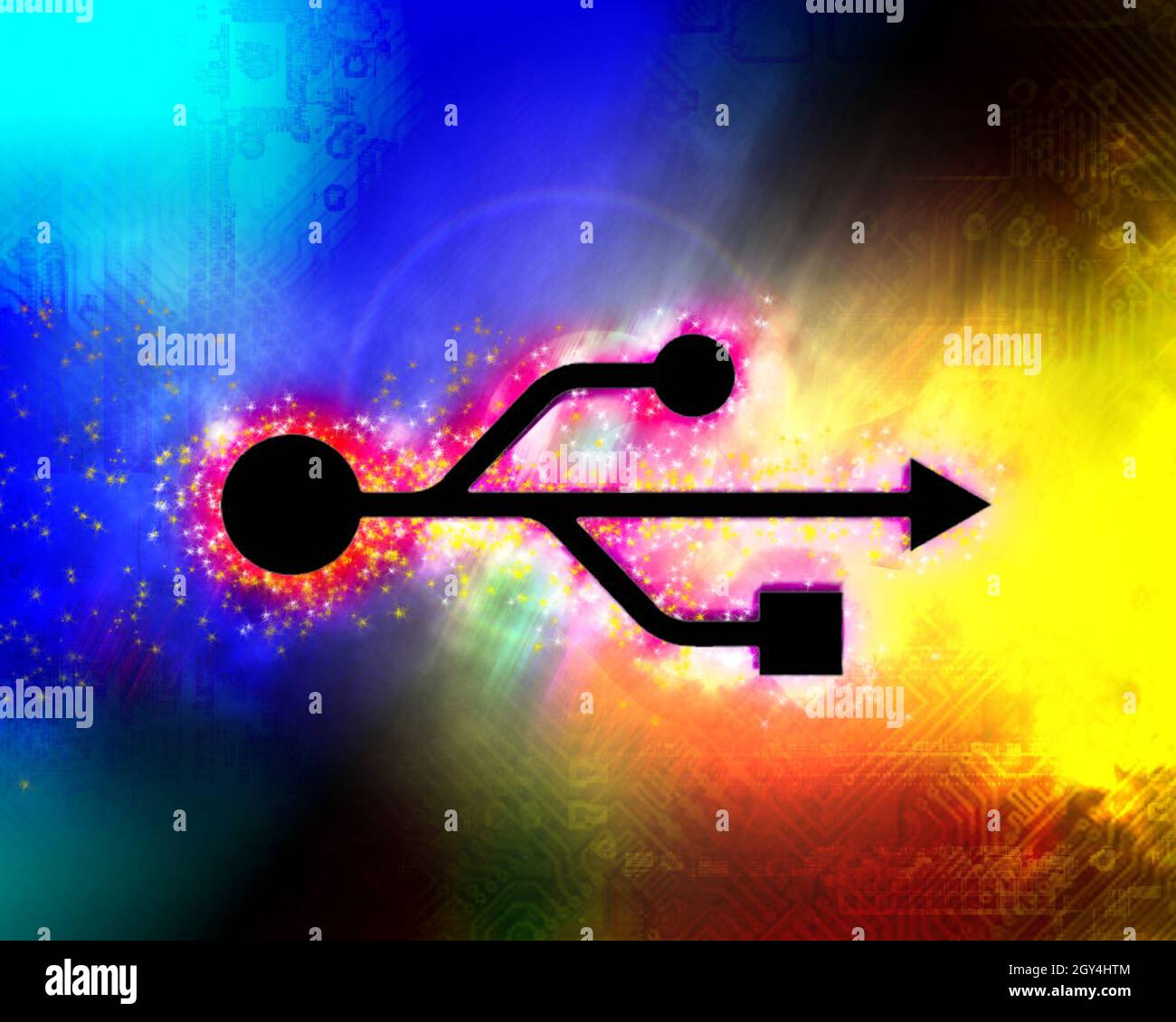 usb icon on a colorful and futuristic background Stock Photo - Alamy