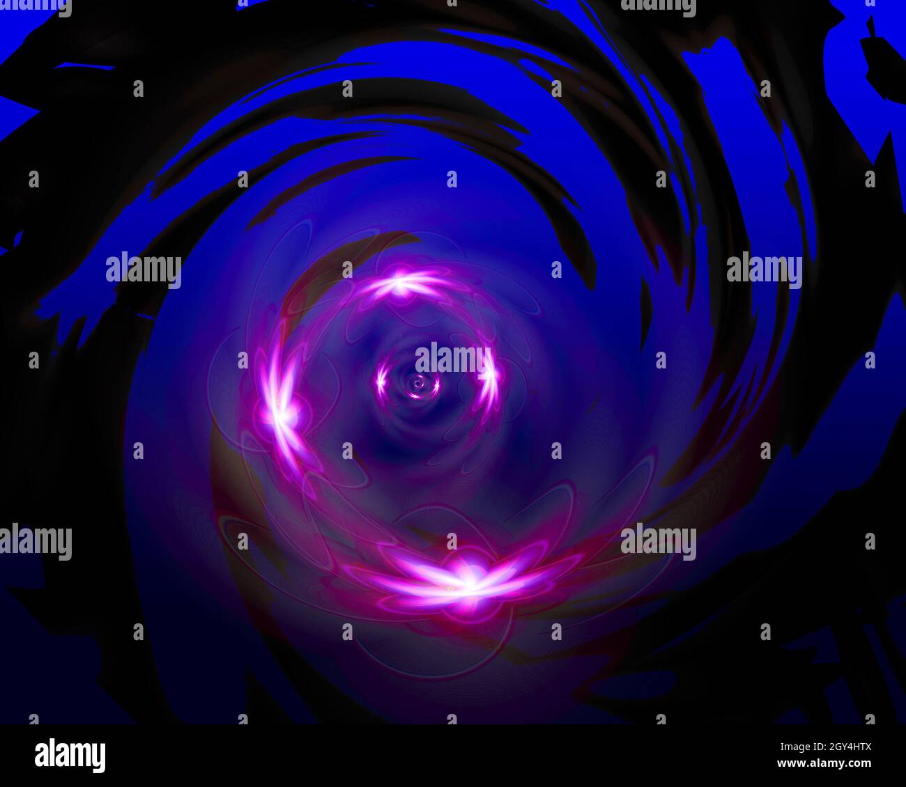 abstract blue vortex background with bright lotus flower illustrations ...