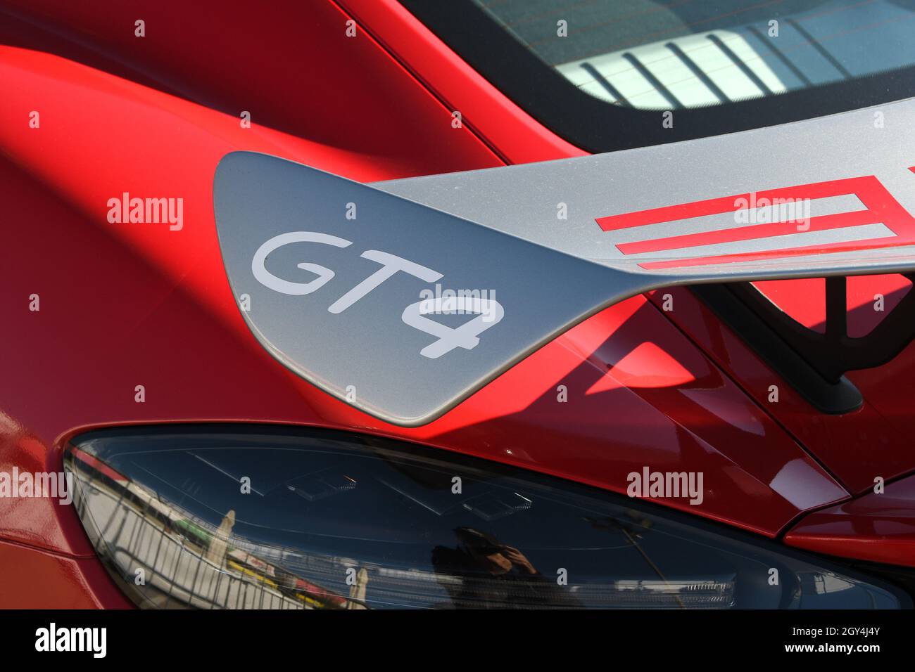 Mugello Circuit, Italy - 23 September 2021: detail of rear wing of a ...