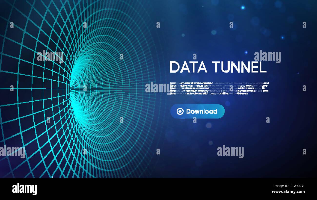 Big data tunnel vector illustration. Abstract digital background. Computer data tunnel ...