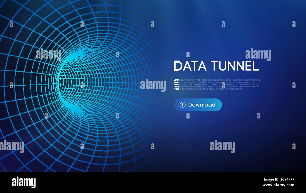 Big data tunnel vector illustration. Abstract digital background. Computer data tunnel ...