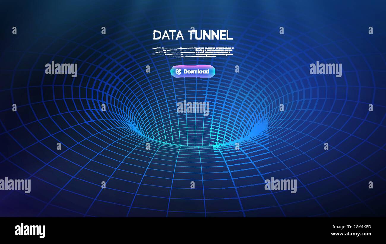 Big data tunnel vector illustration. Abstract digital background. Computer data tunnel ...