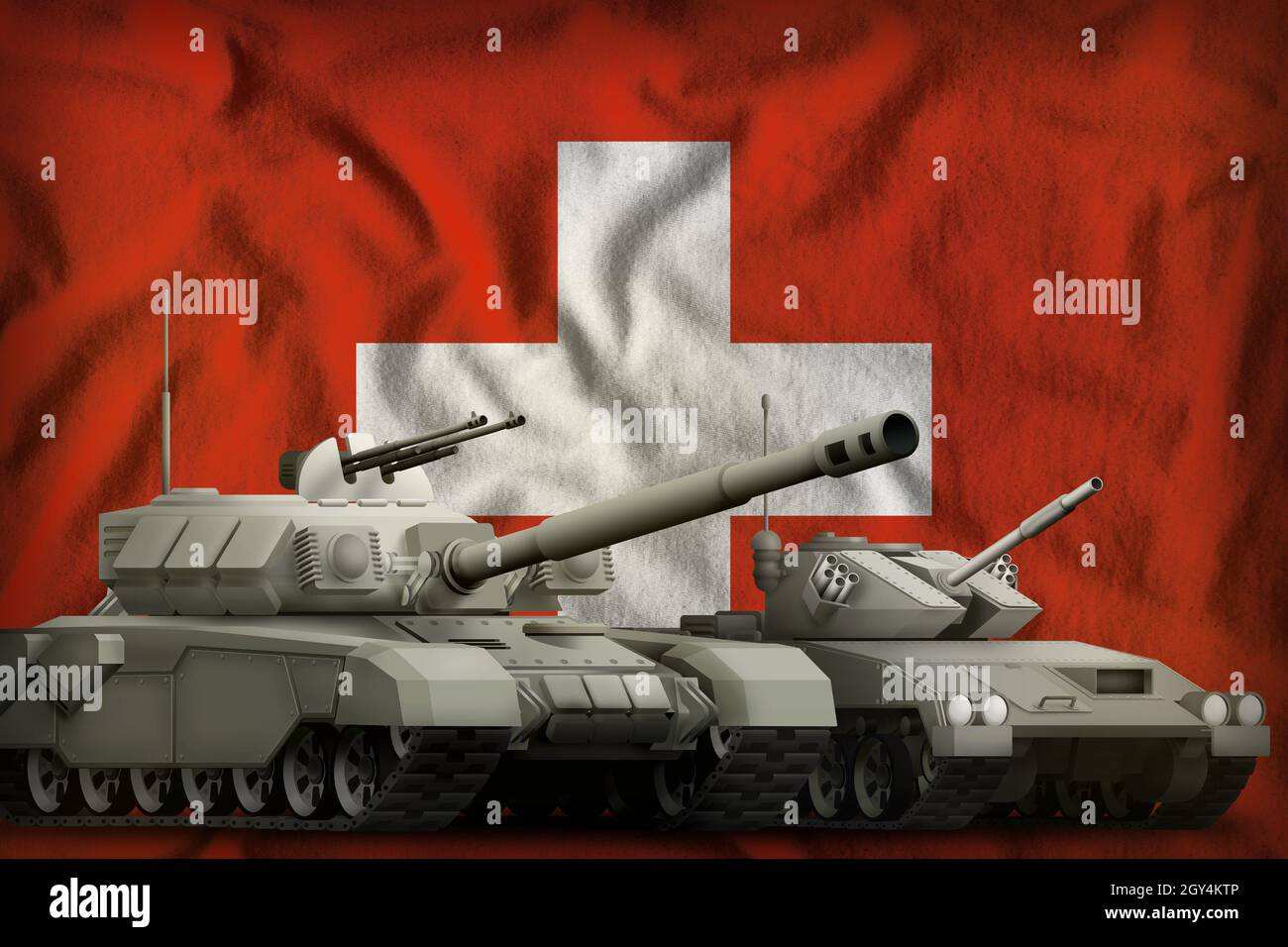 tanks on the Switzerland flag background. Switzerland tank forces ...
