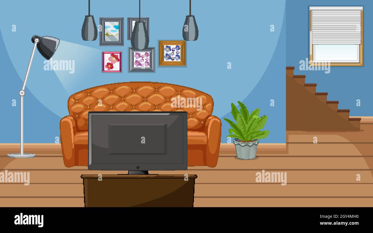 Living room interior scene with furniture and living room decoration ...