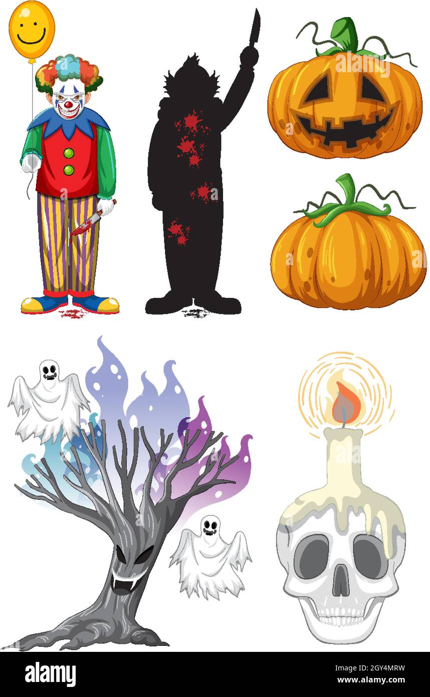 Set of halloween objects and elements illustration Stock Vector Image ...