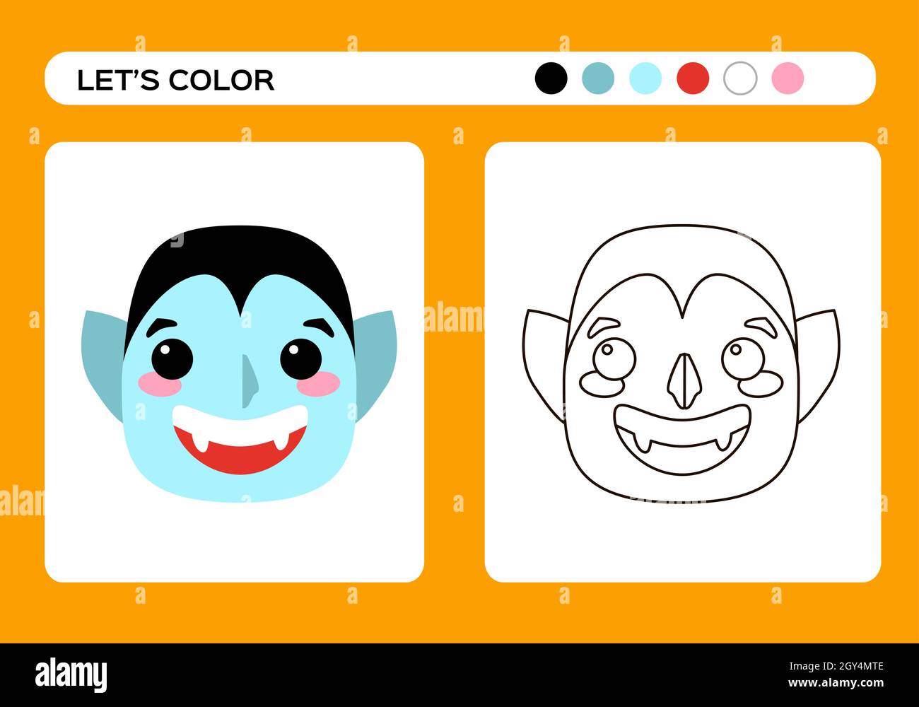 Cartoon Dracula. Vampire Color Book. Coloring education for kids. Happy ...