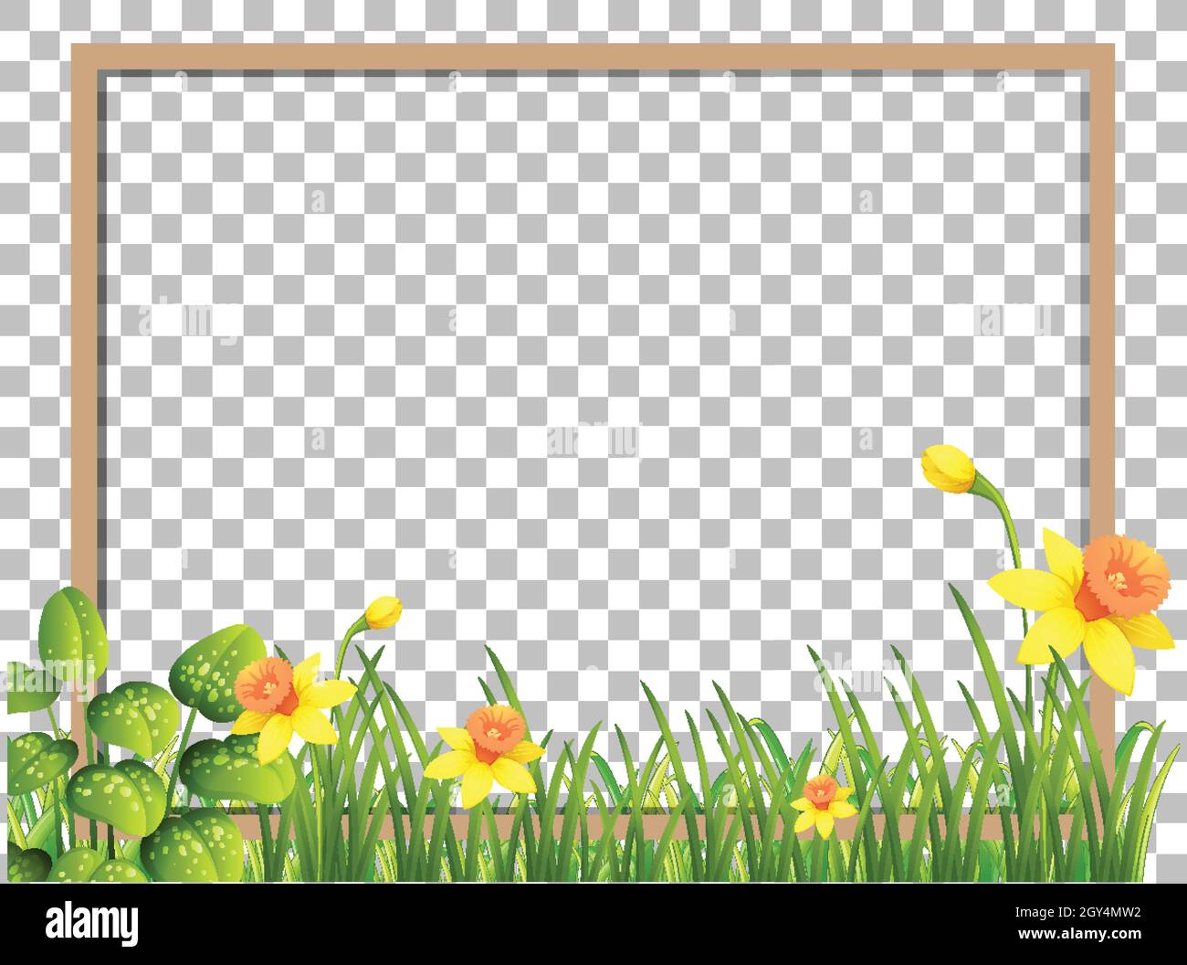 Green nature leaves frame transparent background illustration Stock ...