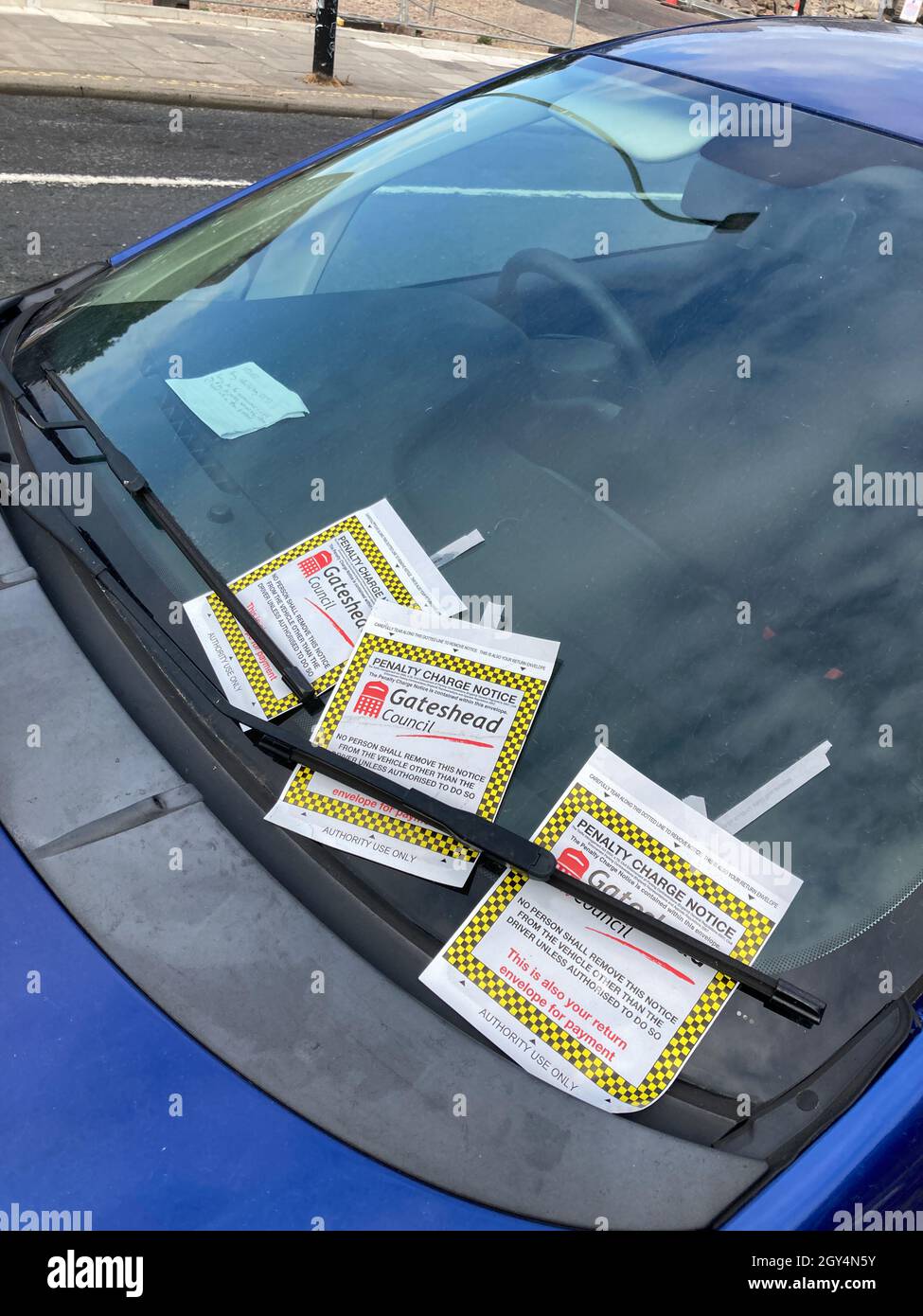 Gateshead UK: 26th Sept 2021: Multiple parking tickets on a car ...