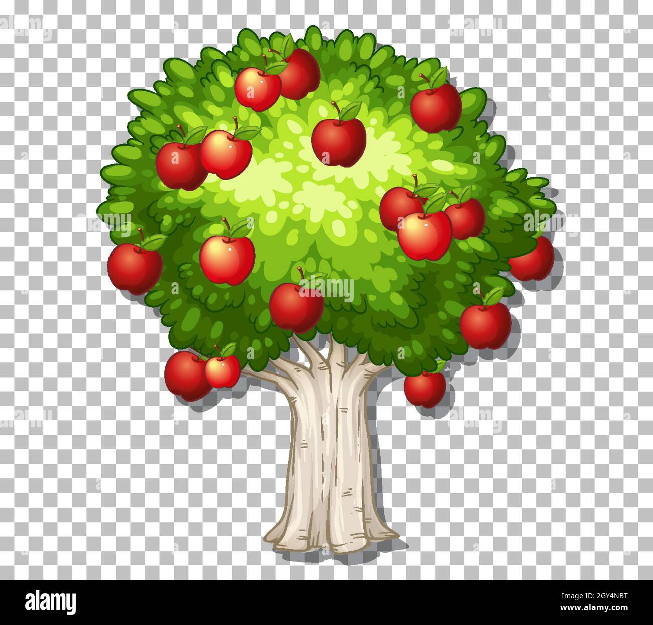 Apple tree on transparent background illustration Stock Vector Image ...