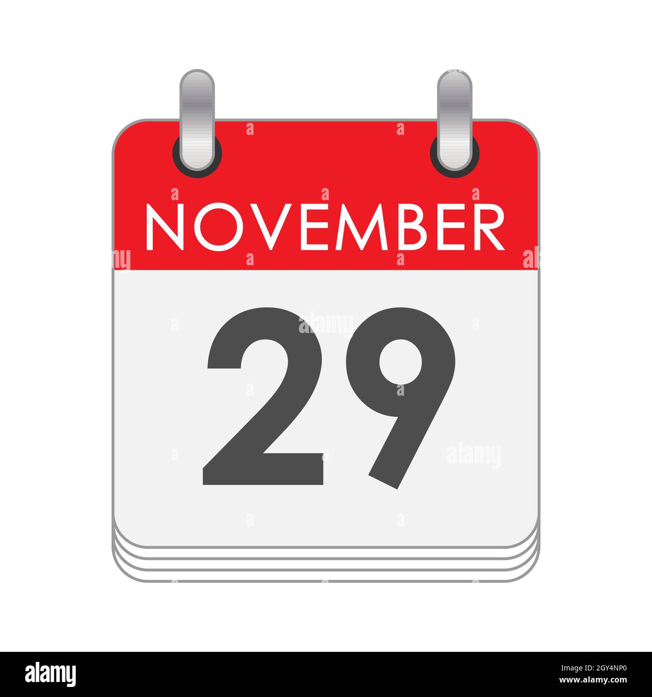 November 29. A leaf of the flip calendar with the date of November 29. Flat style Stock Vector ...