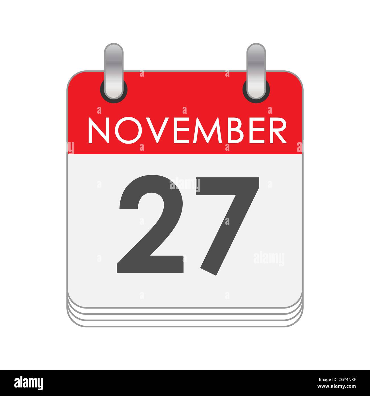 November 27. A leaf of the flip calendar with the date of November 27 ...