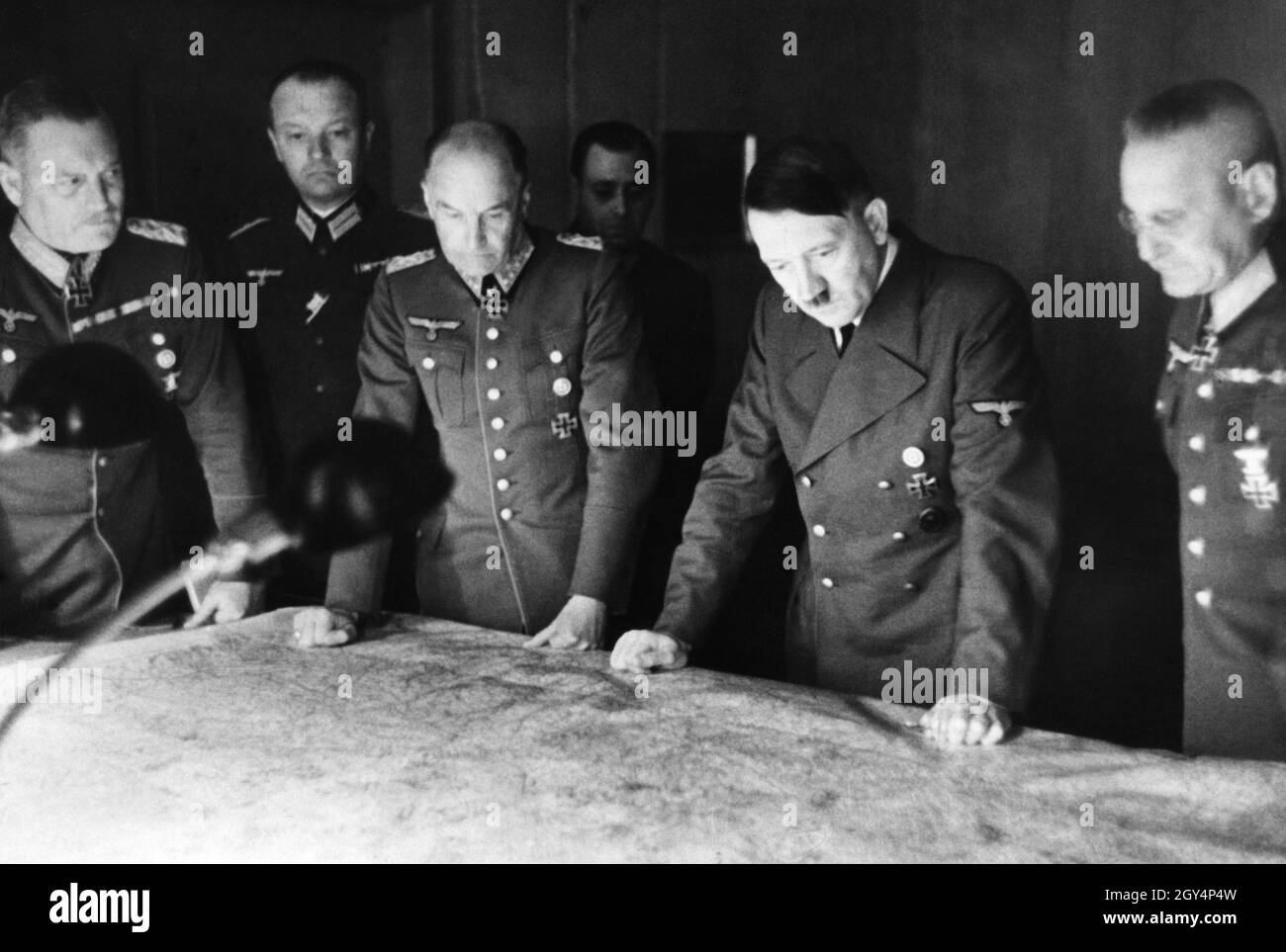 From left: Field Marshal Keitel, Field Marshal von Brauchitsch, Hitler ...