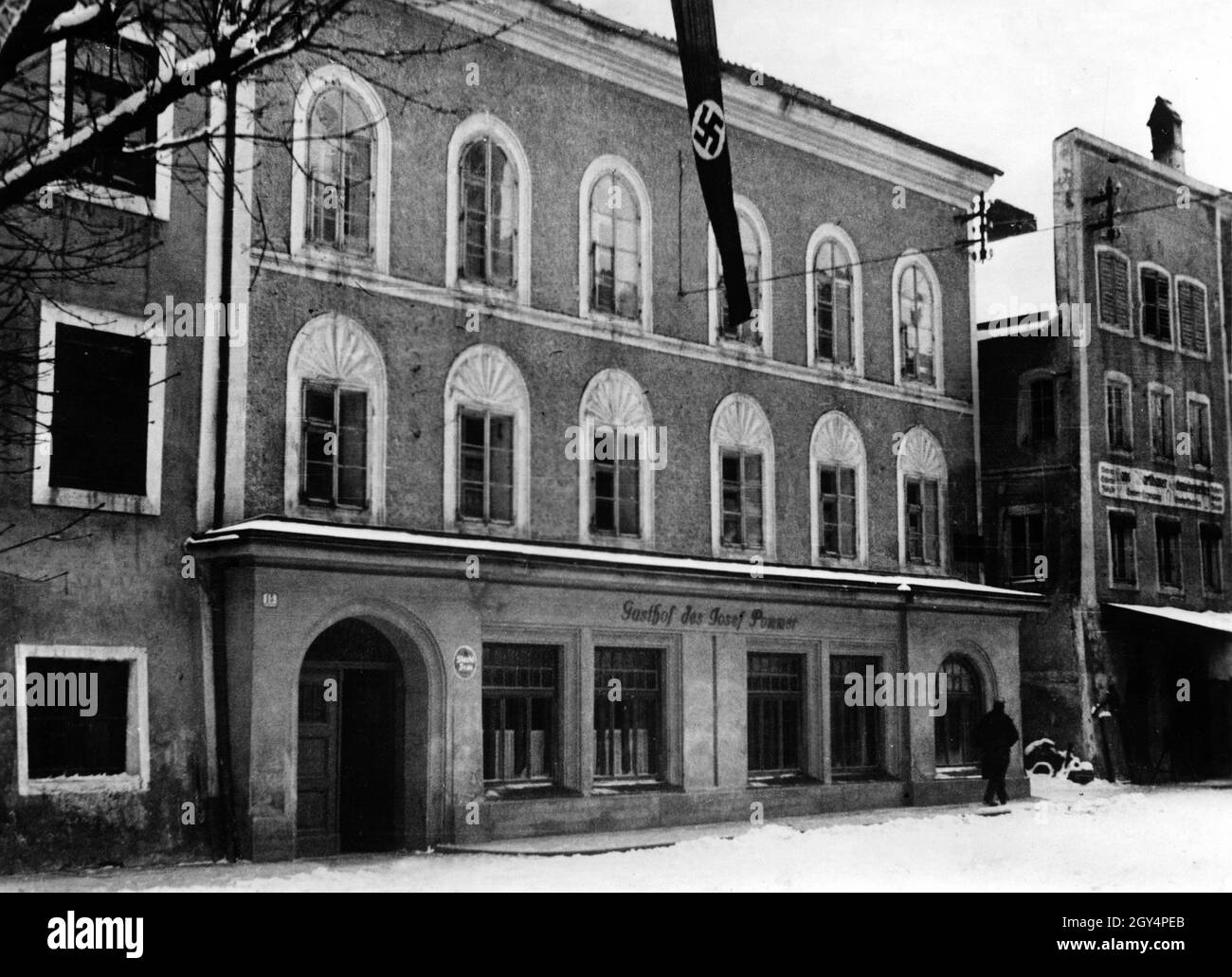 The house where Adolf Hitler was born in Braunau am Inn on the former ...