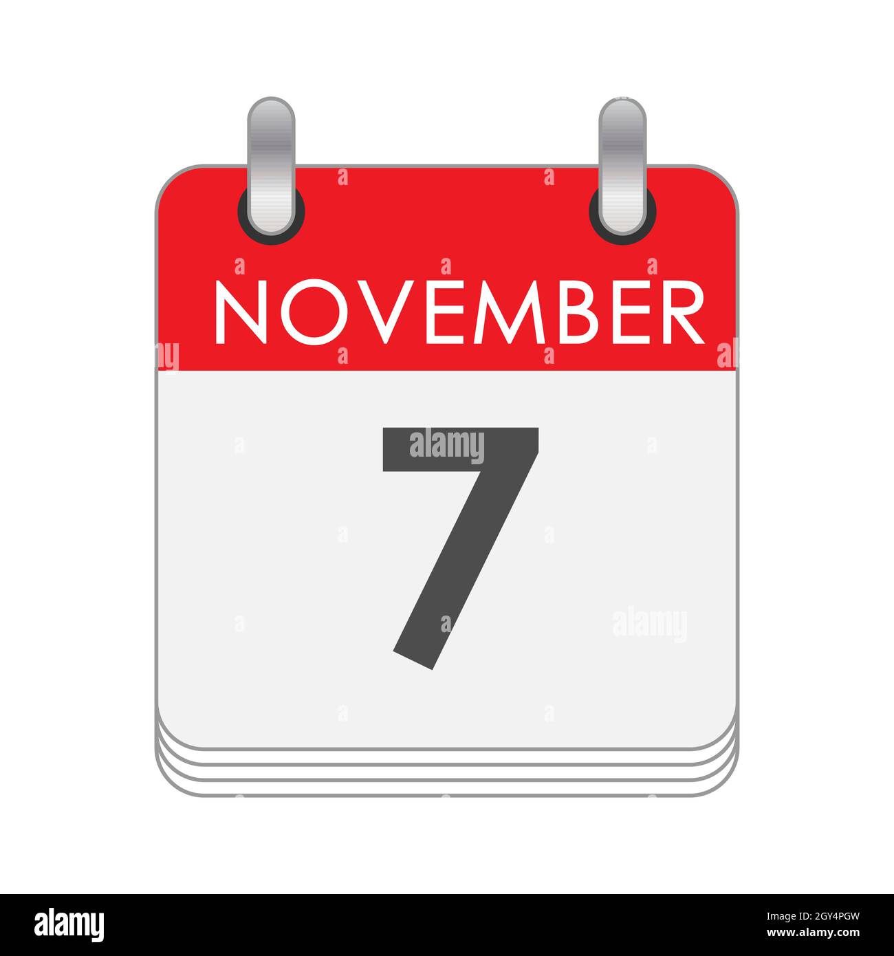 November 7. A leaf of the flip calendar with the date of November 7 ...