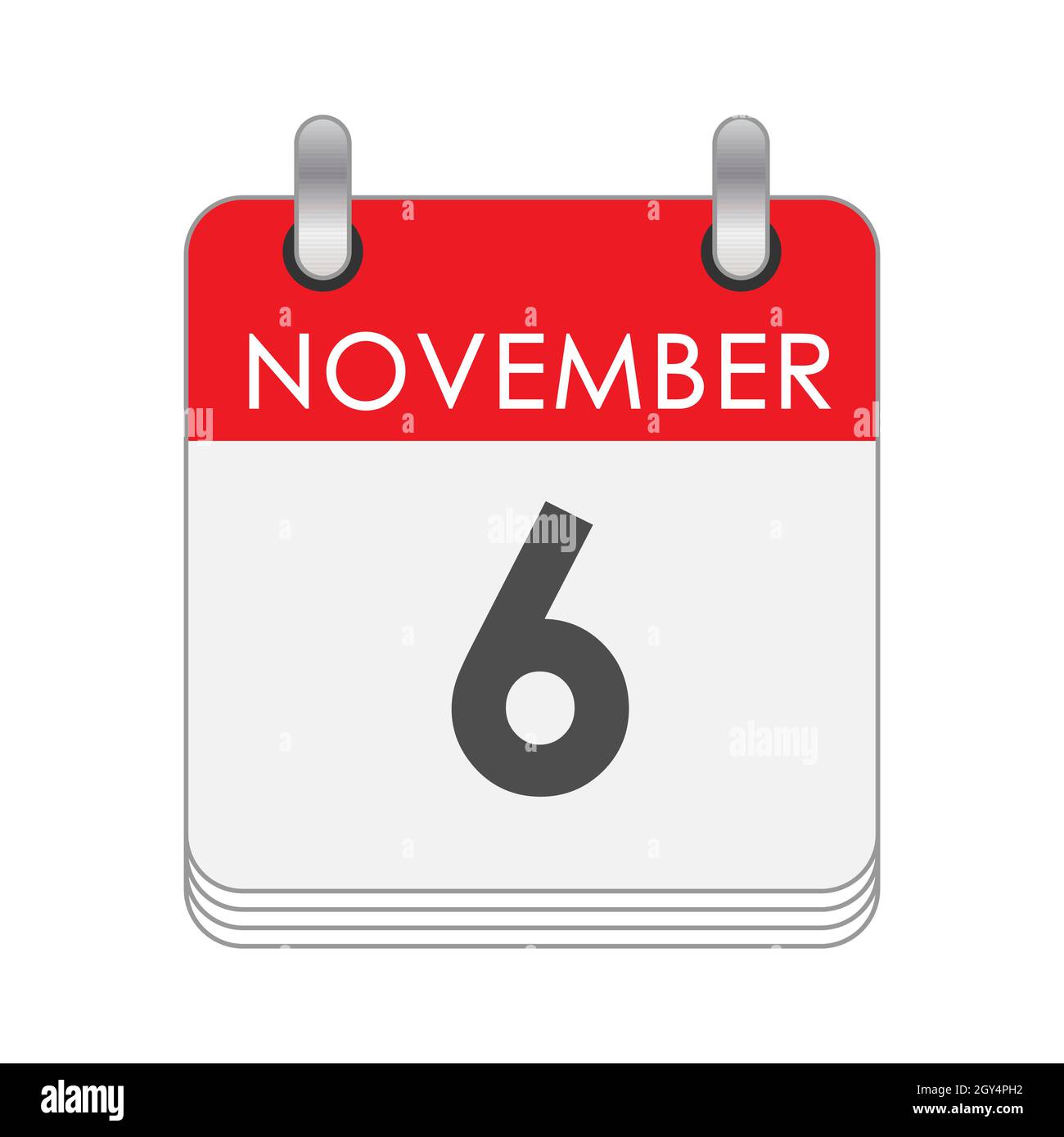 November 6. A leaf of the flip calendar with the date of November 6 ...