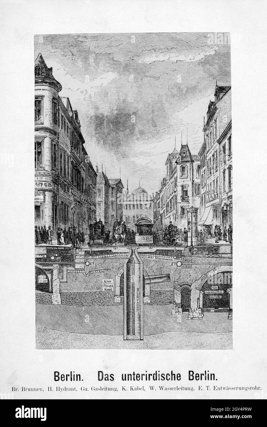 This engraving shows a cross-section of the subterranean layers of a ...