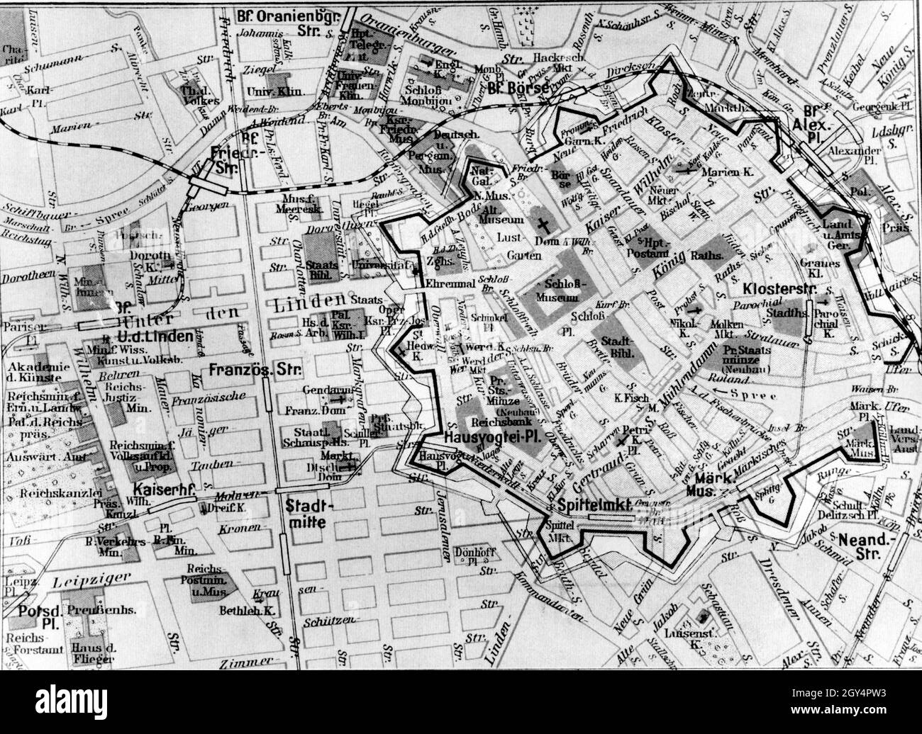 "On this city map of Berlin the former fortifications and bastions were ...