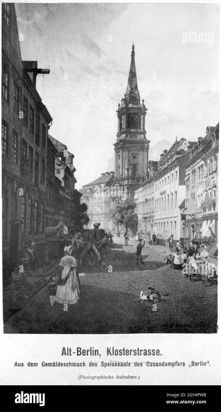 The painting shows the Klosterstraße and the Parochialkirche in Berlin ...