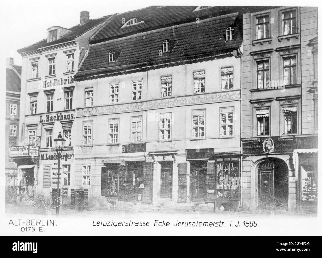 "The photograph shows buildings on the corner of Leipziger Strasse and ...