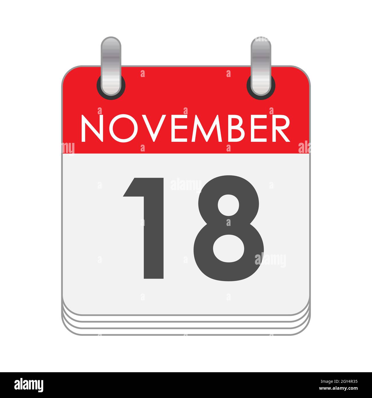 November 18. A leaf of the flip calendar with the date of November 18 ...