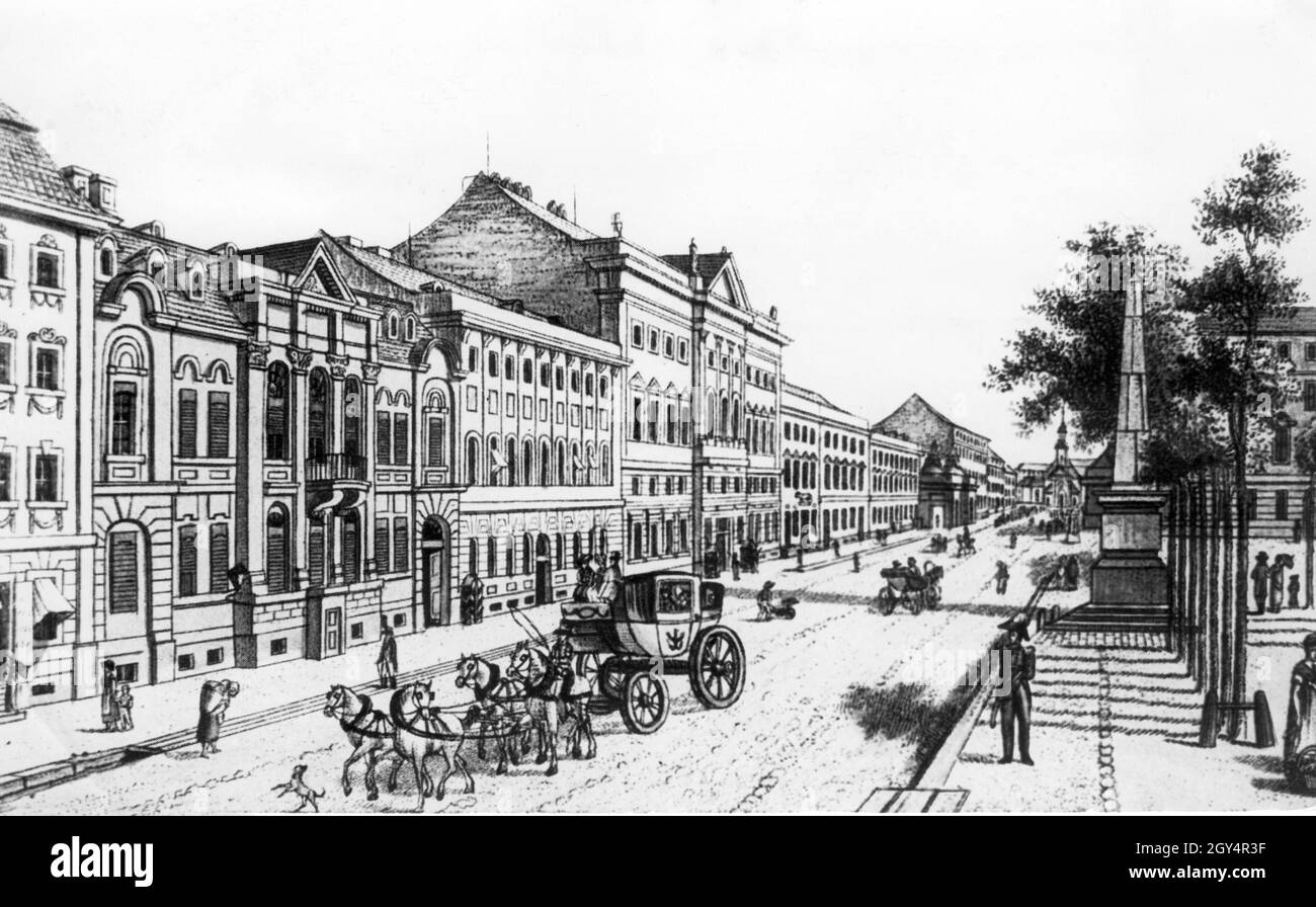 This engraving shows the Wilhelmstraße in Berlin-Mitte. Undated drawing ...