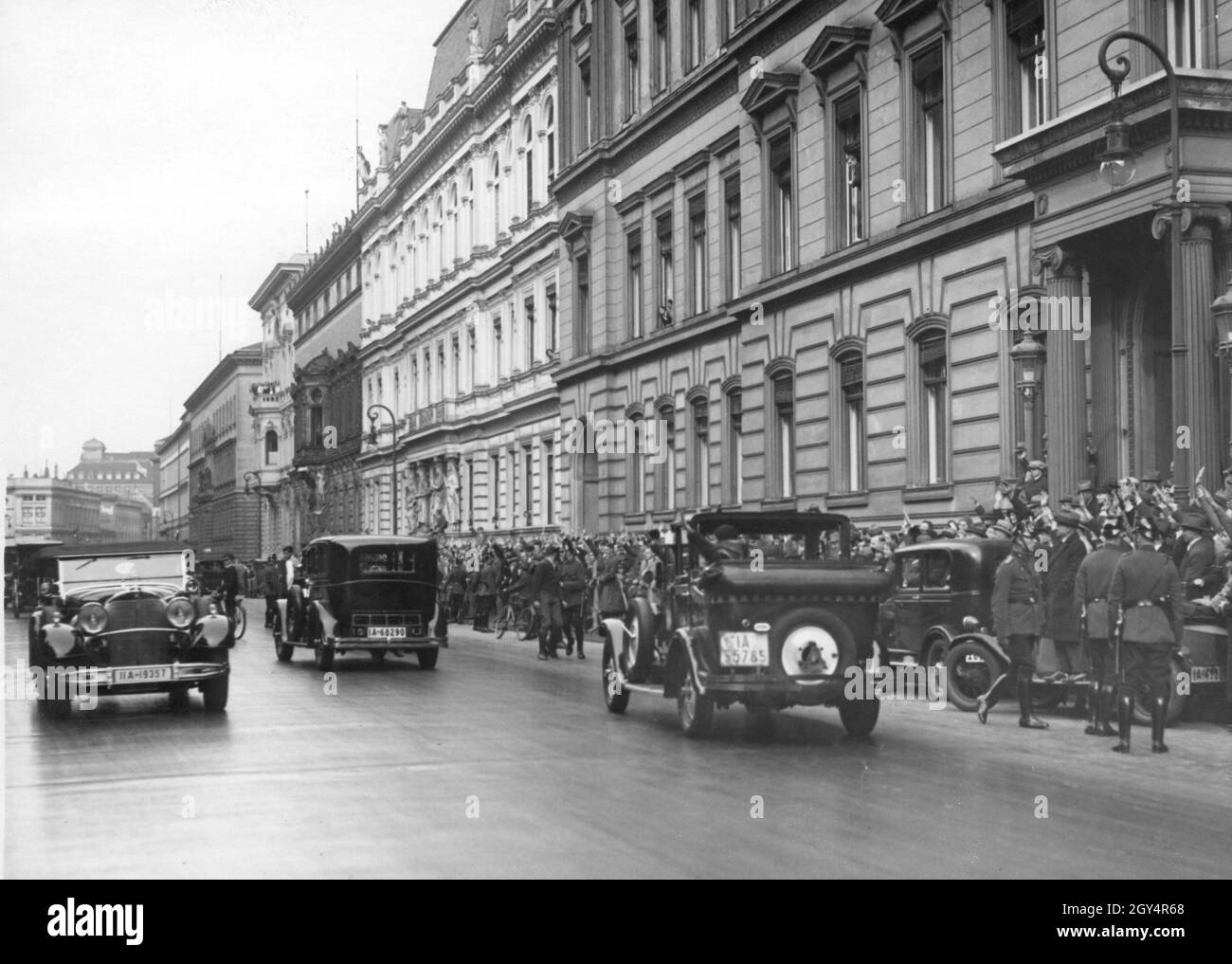 Adolf Hitler (in the car on the left) was driven outside the Reich ...