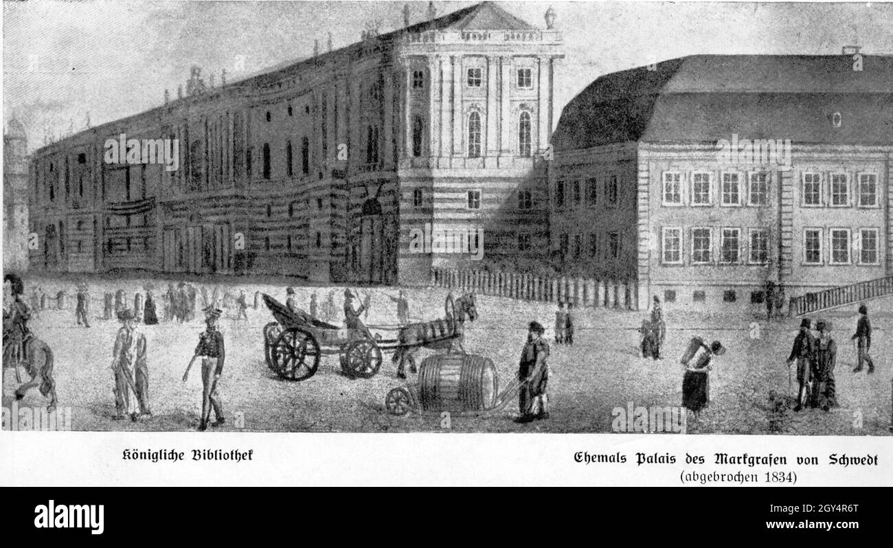 This drawing, made around 1830, shows the Royal Library (today: Old ...