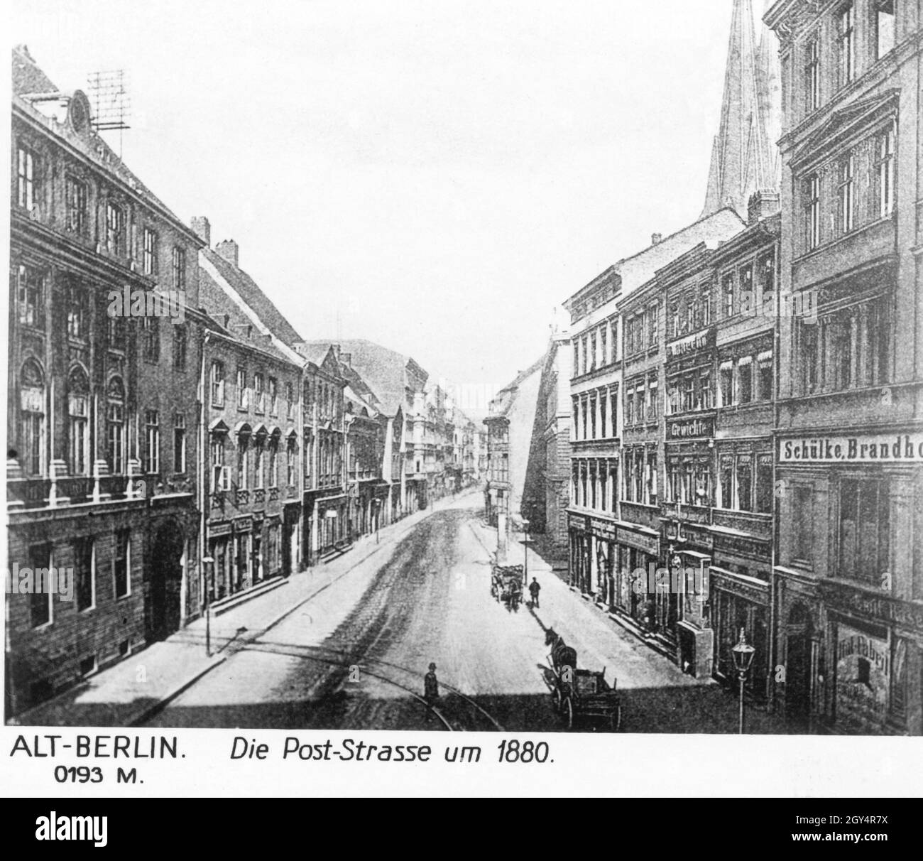 Poststraße in Berlin-Mitte around the year 1880, looking northwest. The ...