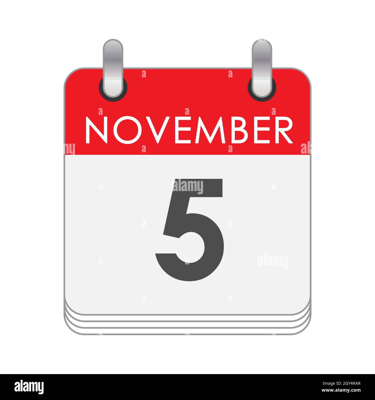 November 5. A leaf of the flip calendar with the date of November 5 ...