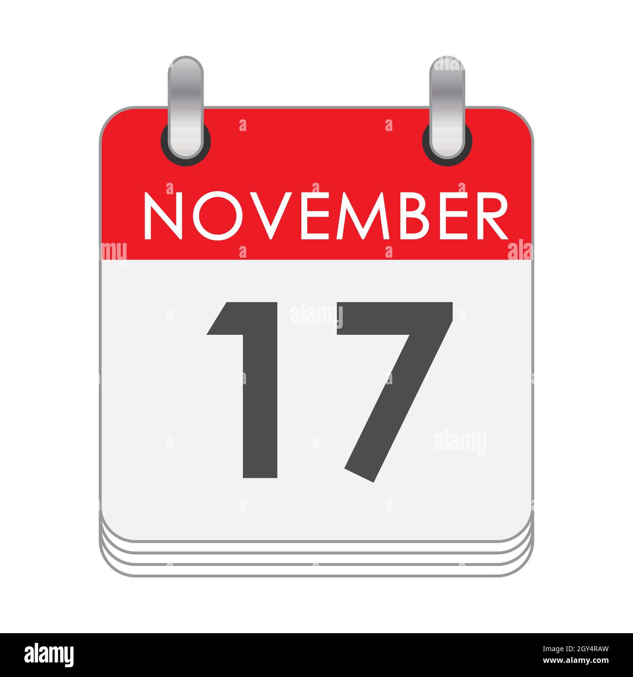 November 17. A leaf of the flip calendar with the date of November 17 ...