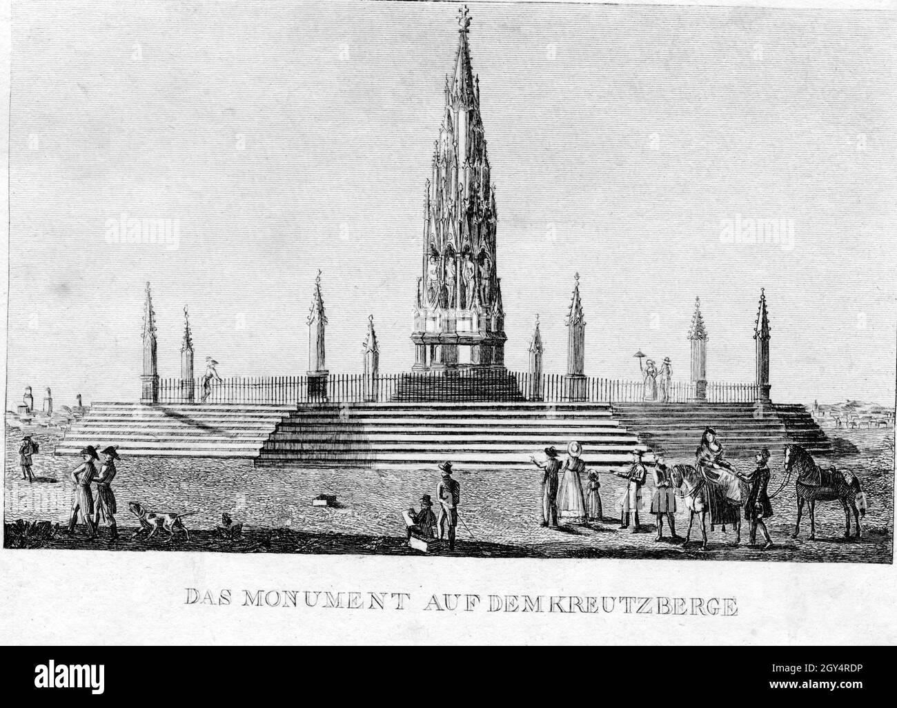 This drawing, probably made around 1825, shows the National Monument to ...