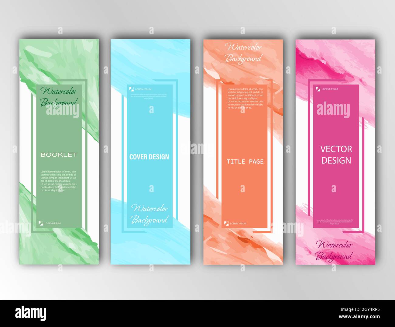 set of vector covers in watercolor style. A set of templates for ...