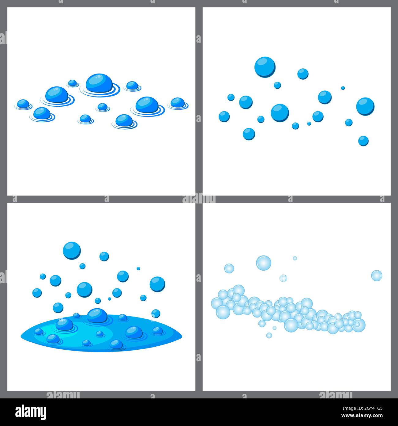 Bubbles, foam and suds icon set. Vector illustration isolated on white ...
