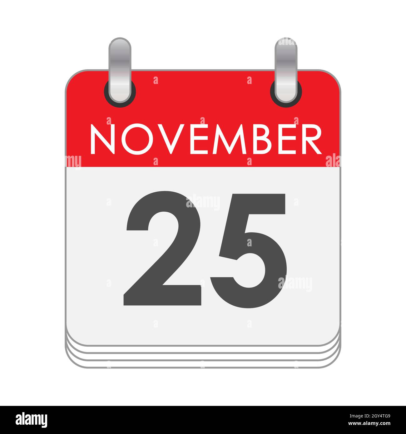 November 25. A leaf of the flip calendar with the date of November 25 ...