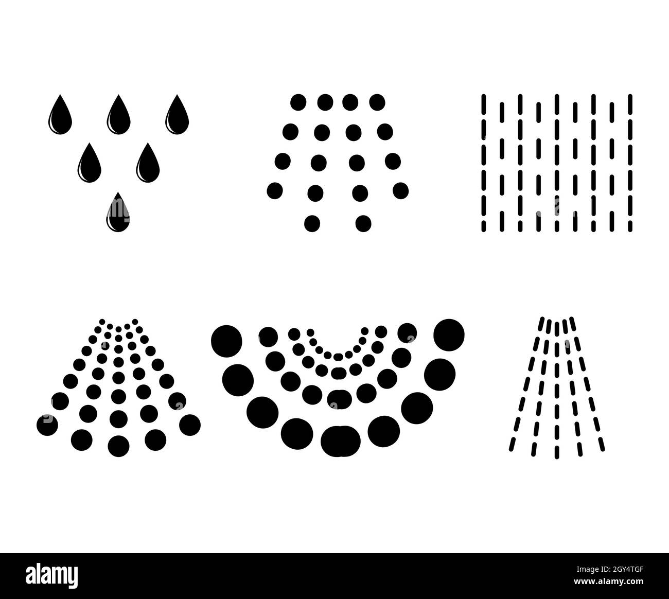 Water spray drops. Aqua liquid spraying from sprayer or shower. Black ...