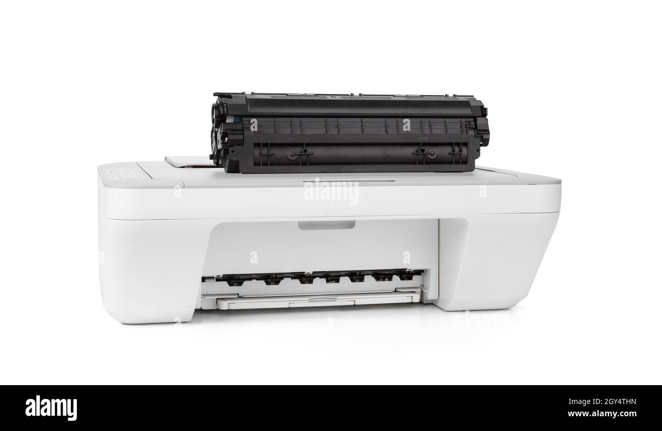 Ink jet printer isolated on white background Stock Photo - Alamy