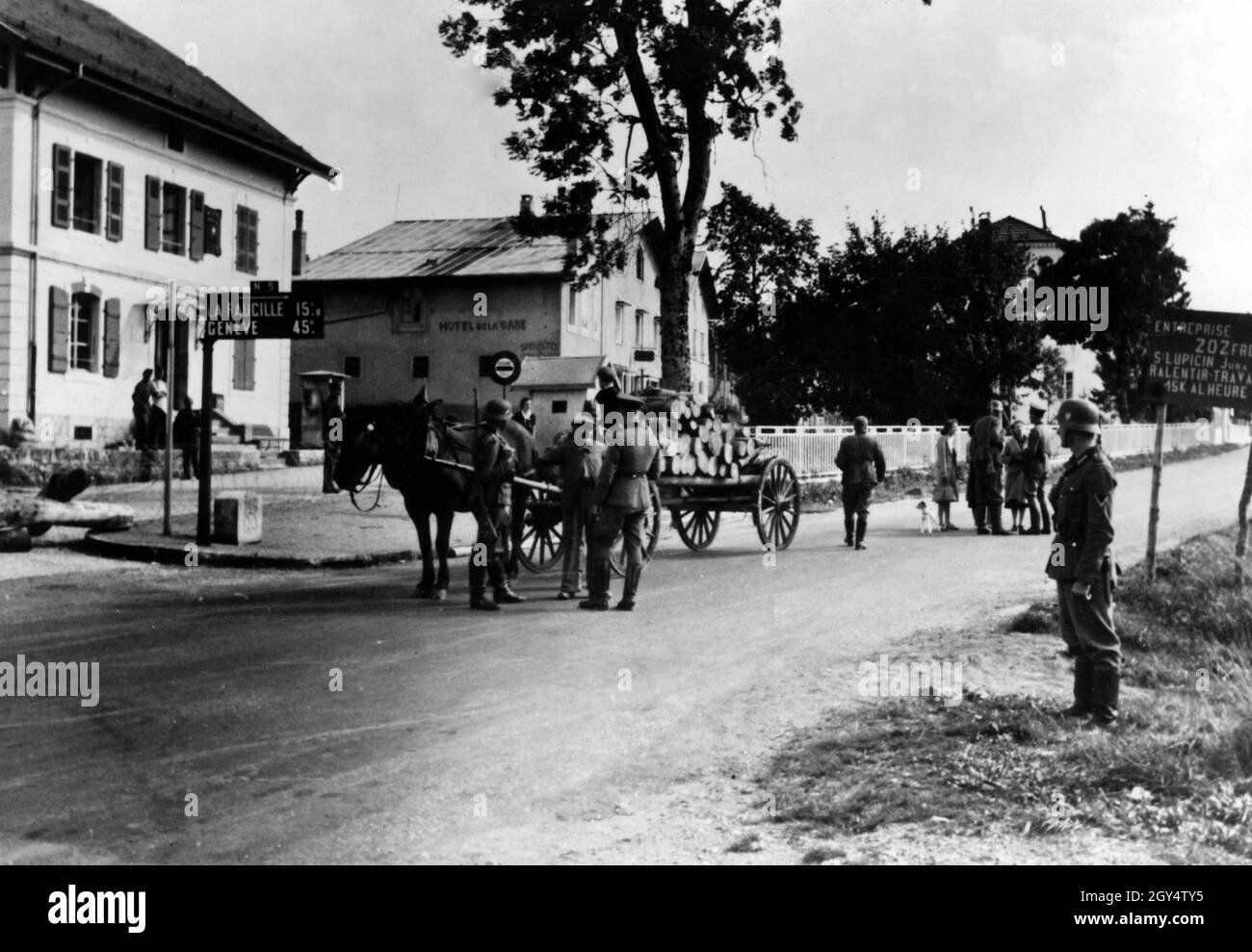 Swiss french and german border Black and White Stock Photos & Images ...