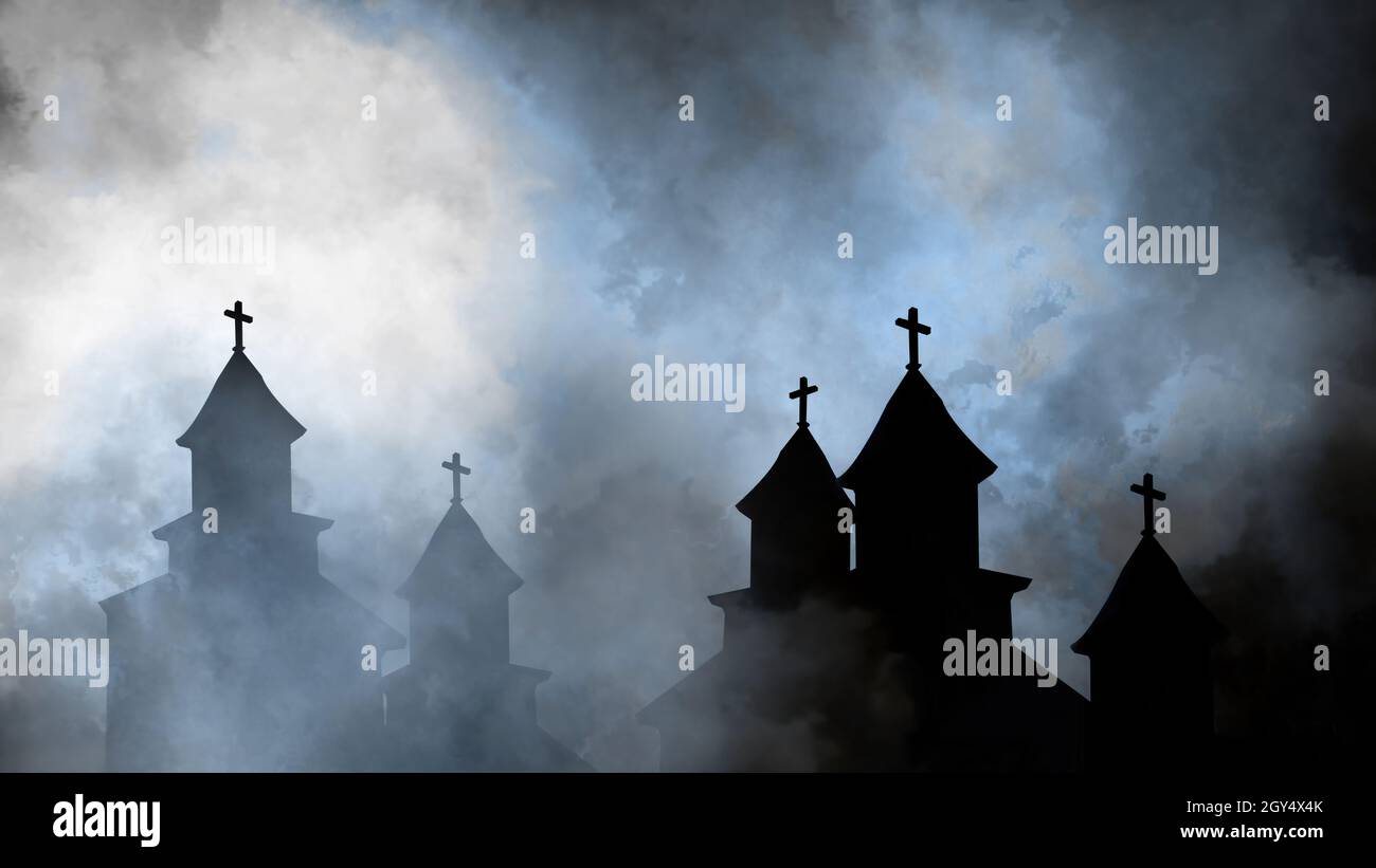Dramatic silhouette person church hi-res stock photography and images ...