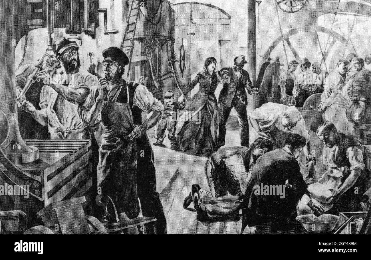 19th century industrial accident Black and White Stock Photos & Images ...