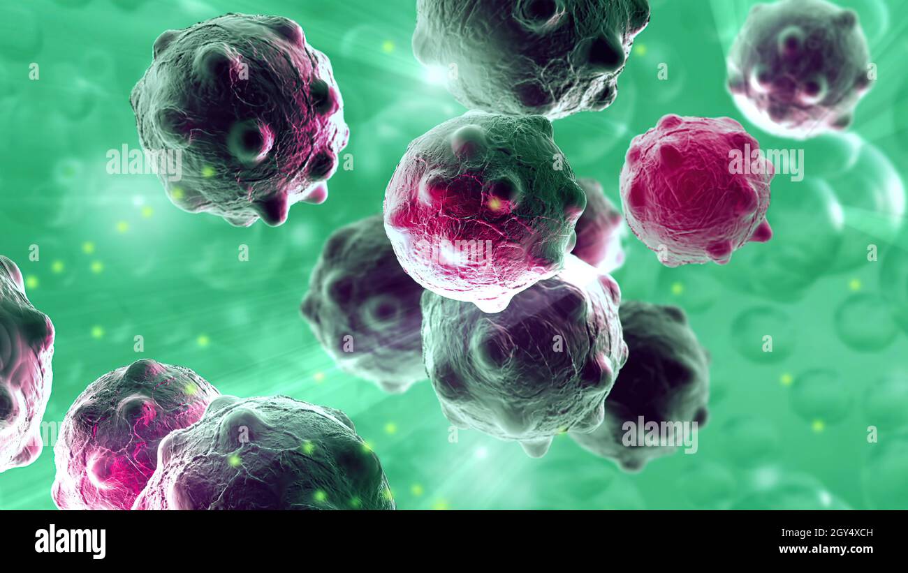 3d illustration - A Damaged And Disintegrating Cancer Cell Stock Photo ...